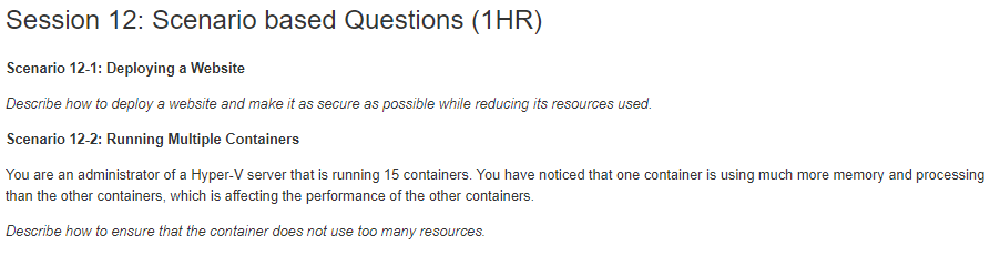 Session 1: Scenario based Questions (1HR) Scenario | Chegg.com