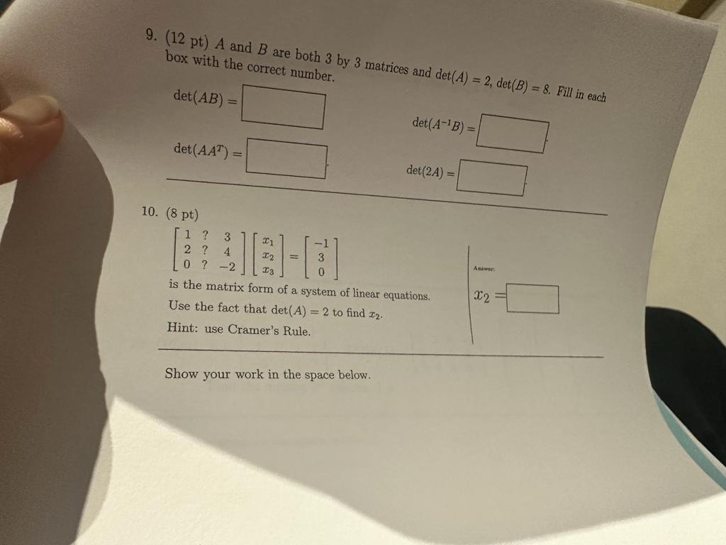 Solved (12 ﻿pt) ﻿A and B ﻿are both 3 ﻿by 3 ﻿matrices and | Chegg.com