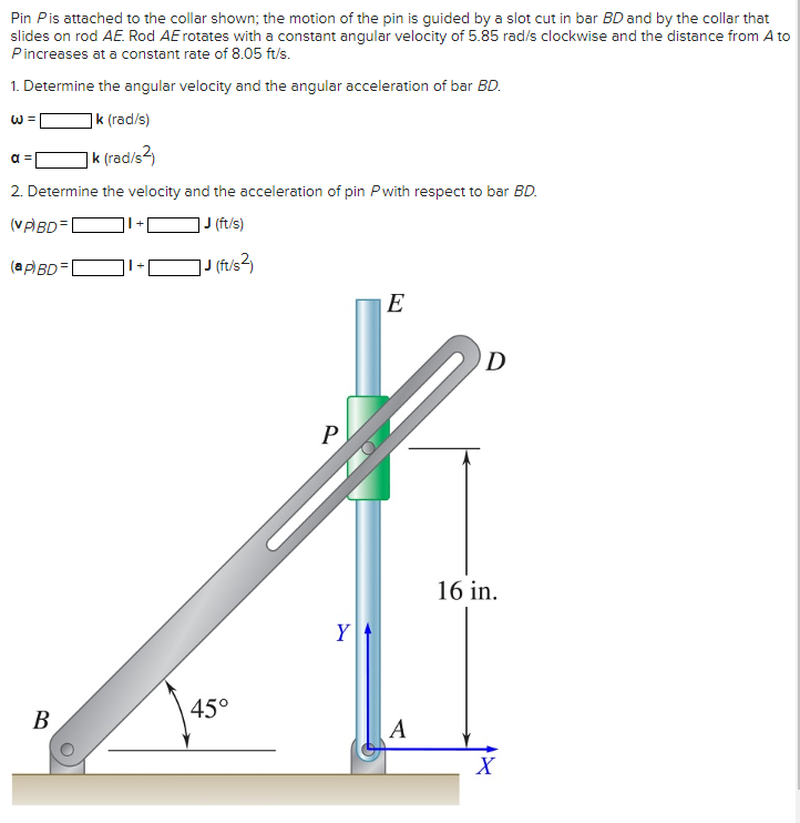Solved Pin P is attached to the collar shown; the motion of | Chegg.com