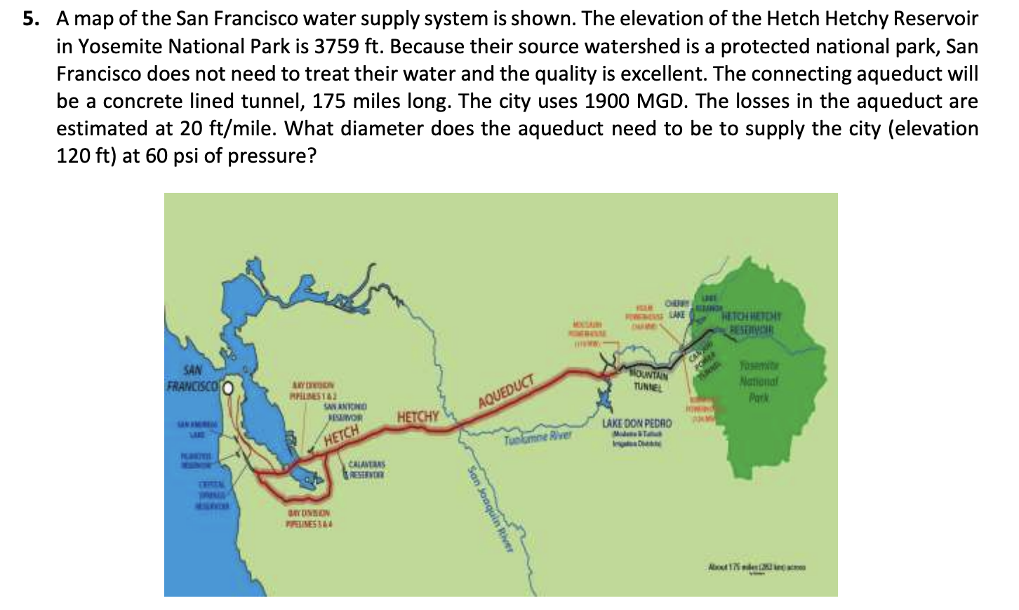 Solved 5. A map of the San Francisco water supply system is | Chegg.com