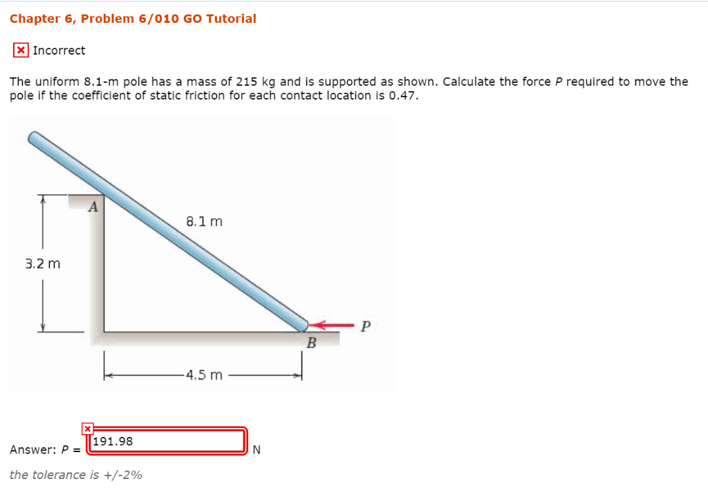 Solved The uniform 8.1-m pole has a mass of 215 kg and is | Chegg.com