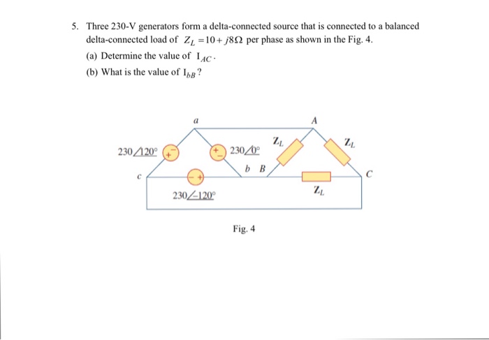 Solved 5. Three 230-V generators form a delta-connected | Chegg.com