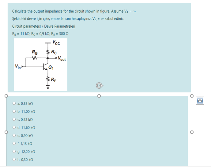 Solved Calculate the output impedance for the circuit shown | Chegg.com