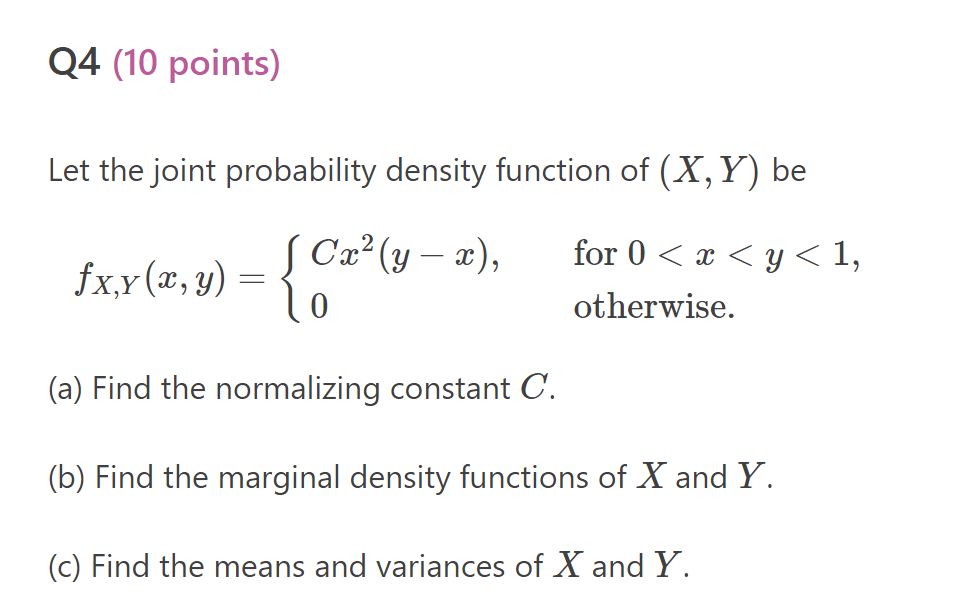 Solved Let the joint probability density function of (X,Y) | Chegg.com