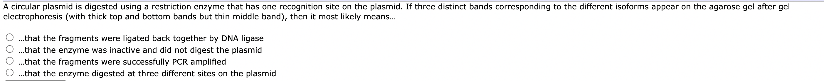 Solved A circular plasmid is digested using a restriction | Chegg.com