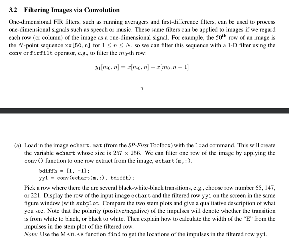 3.2 Filtering Images via Convolution One-dimensional | Chegg.com