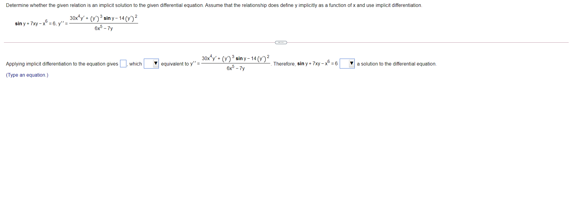 Solved Determine whether the given relation is an implicit | Chegg.com