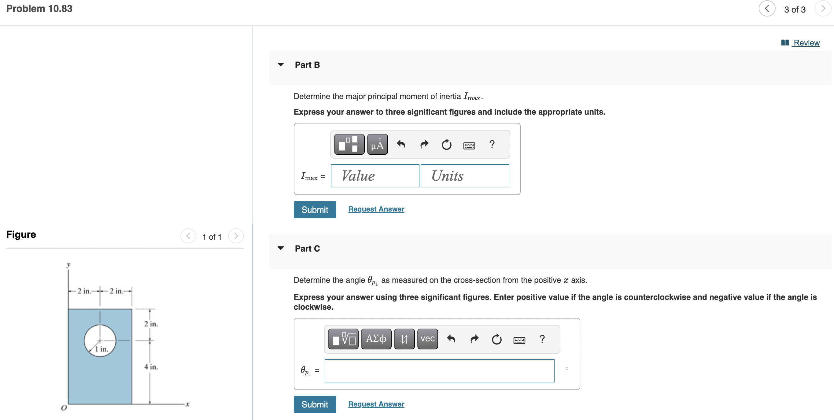 Solved Part BDetermine the major principal moment of inertia | Chegg.com