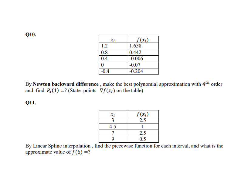 Solved Q10. By Newton backward difference , make the best | Chegg.com