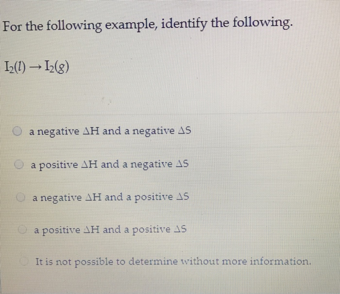 Solved For the following example, identify the following | Chegg.com