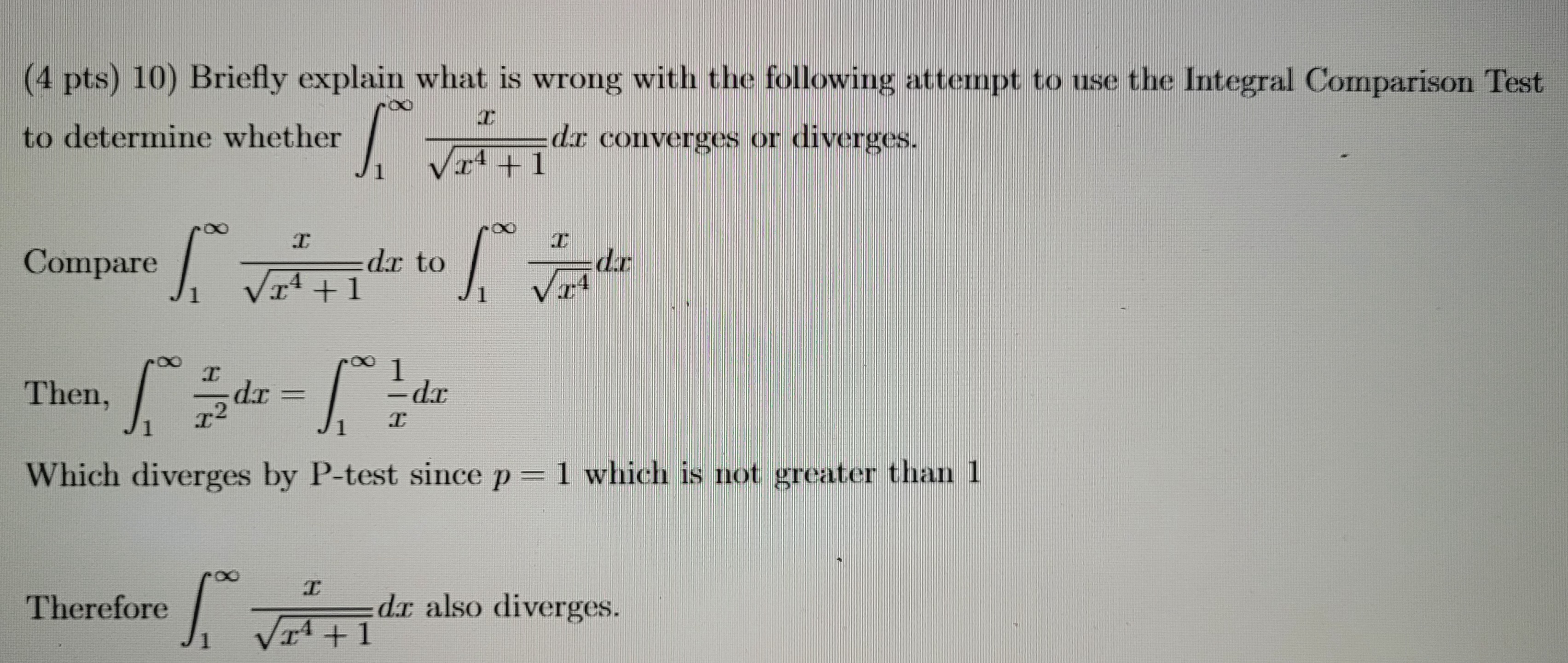 Solved (4 ﻿pts) 10) ﻿Briefly explain what is wrong with the | Chegg.com