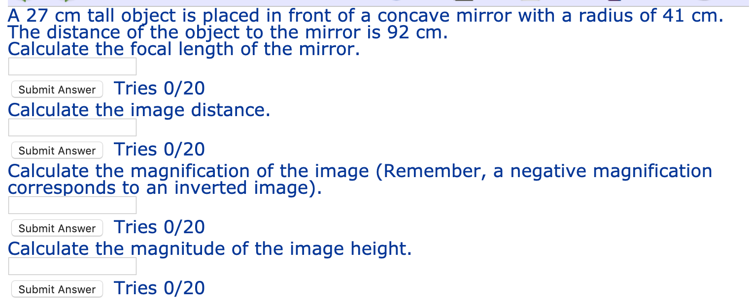 Solved A 27 cm tall object is placed in front of a concave | Chegg.com