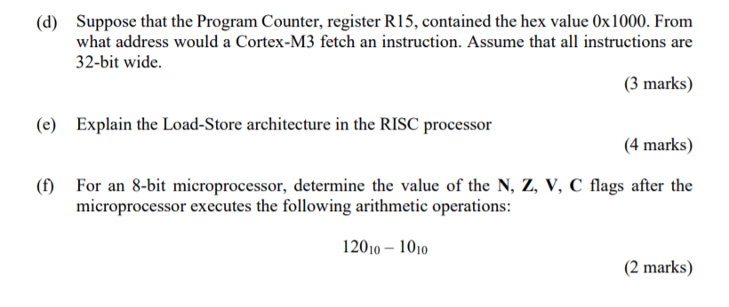 (d) Suppose that the Program Counter, register R15, | Chegg.com