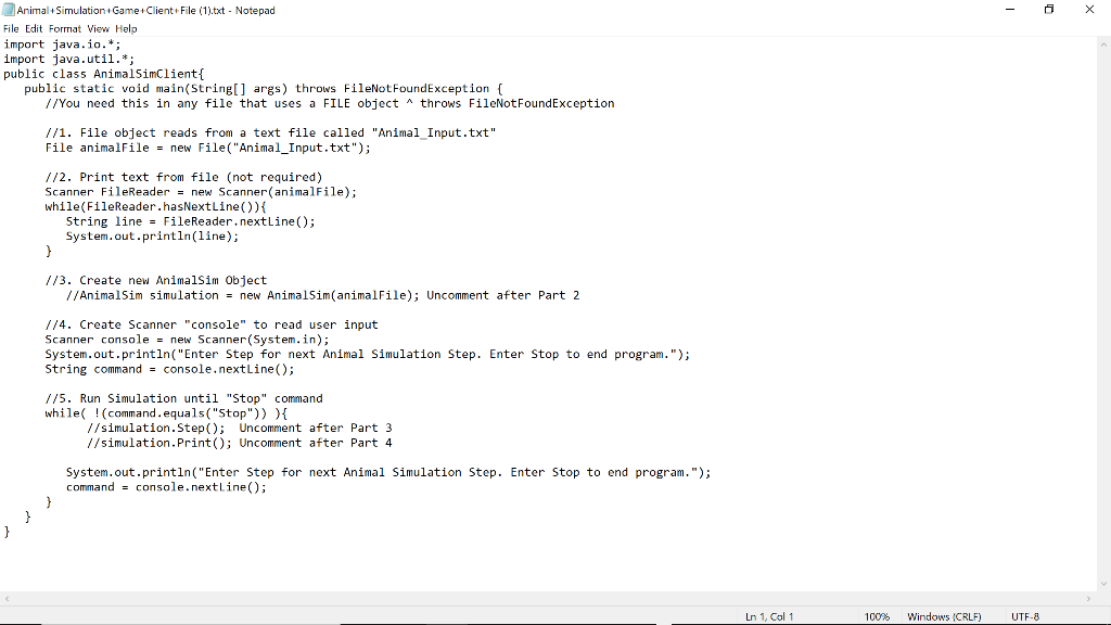 Solved A File Page 1 of 6 Home Animal+Simulation+Game.docx | Chegg.com
