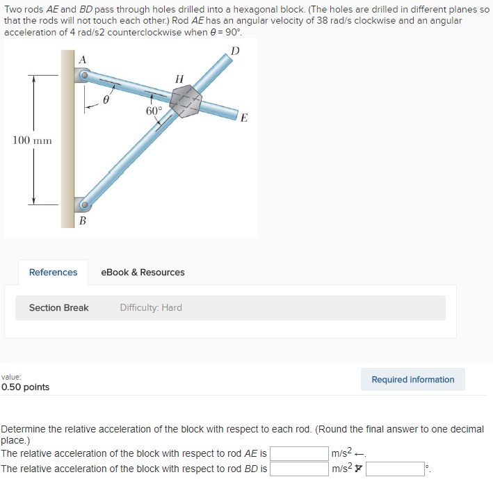 Solved Two rods AE and BD pass through holes drilled into a | Chegg.com
