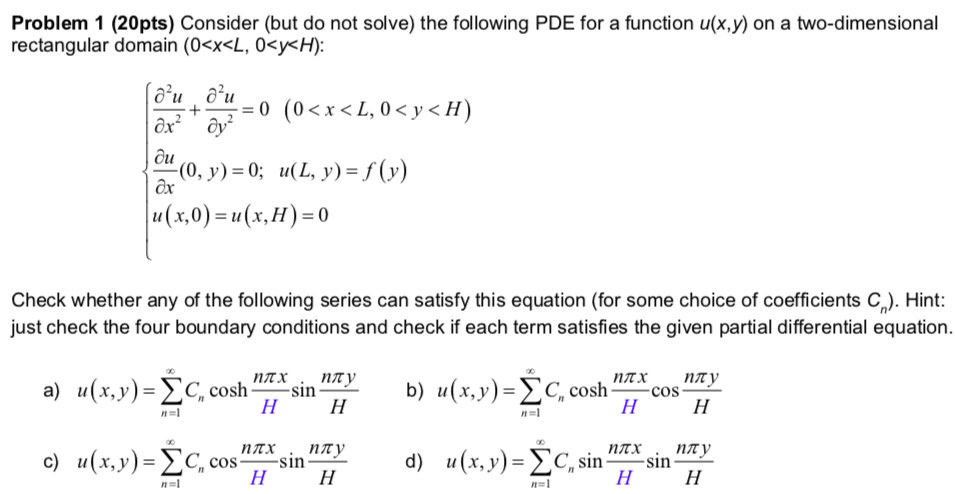 Solved Problem 1 (20pts) Consider (but do not solve) the | Chegg.com