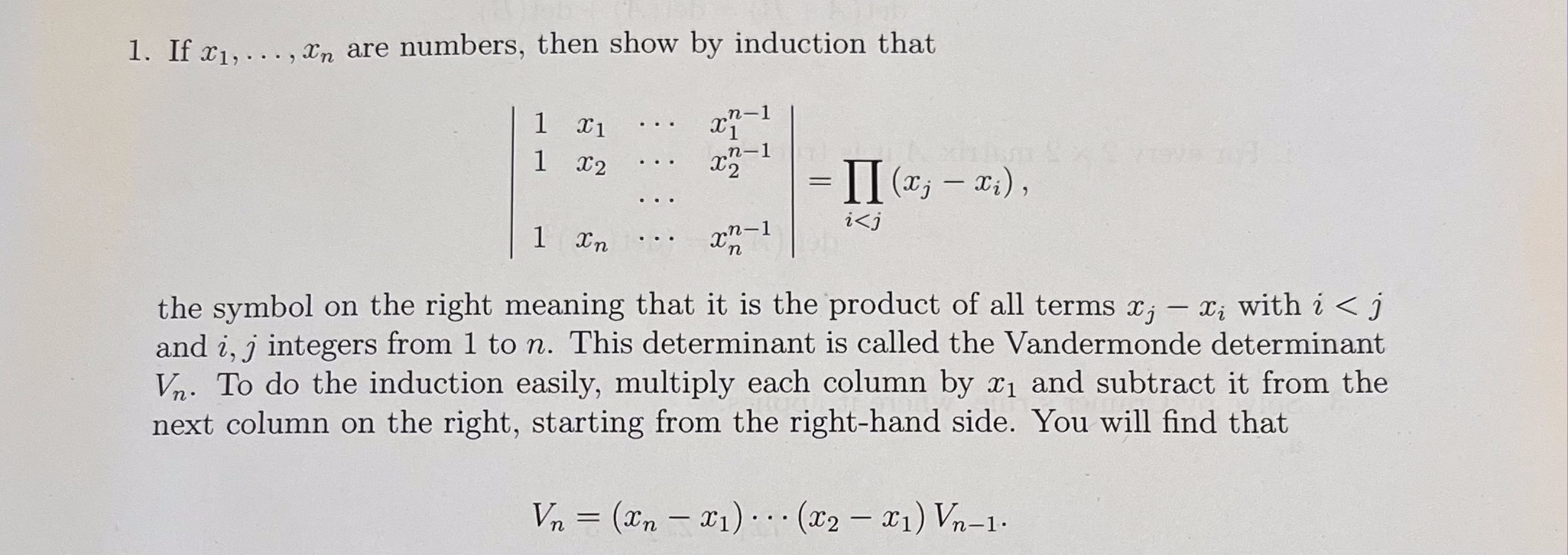 If x1,dots,xn ﻿are numbers, then show by ﻿induction | Chegg.com