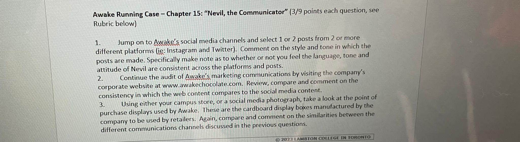 Solved Awake Running Case - Chapter 15: "Nevil, the | Chegg.com