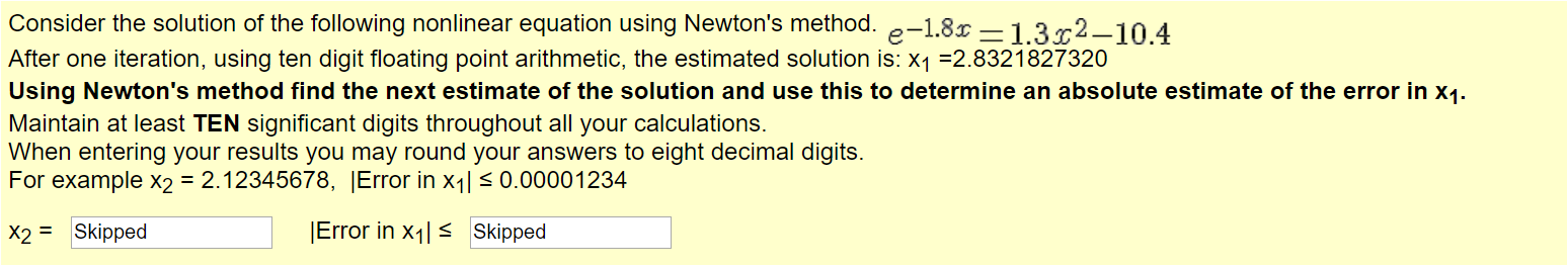 Solved Consider the solution of the following nonlinear | Chegg.com