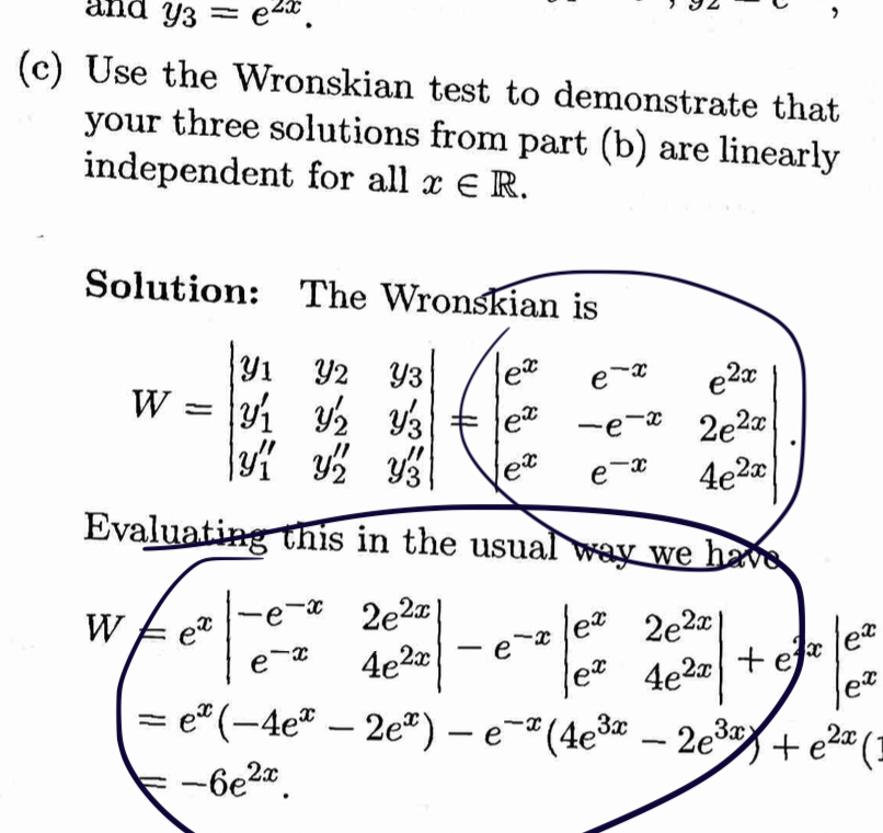 Solved and y3 Y3 = ². (c) Use the Wronskian test to | Chegg.com