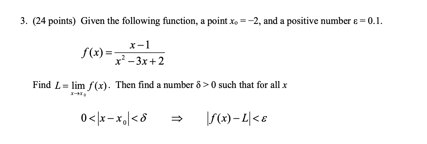 Solved 3. (24 points) Given the following function, a point | Chegg.com