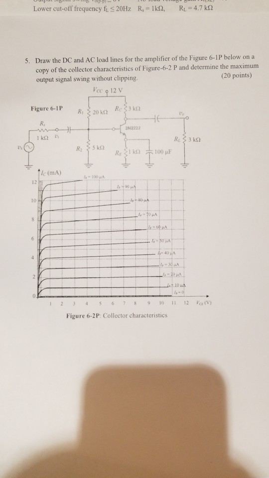 Solved 1 Lower cut-off frequency fi S20Hz R, 1k2, Ru 4.7 k0 | Chegg.com