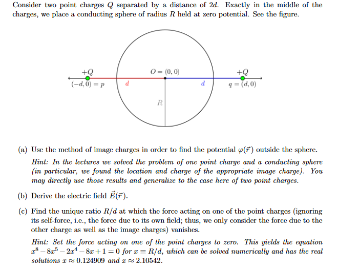Consider two point charges Q separated by a distance | Chegg.com