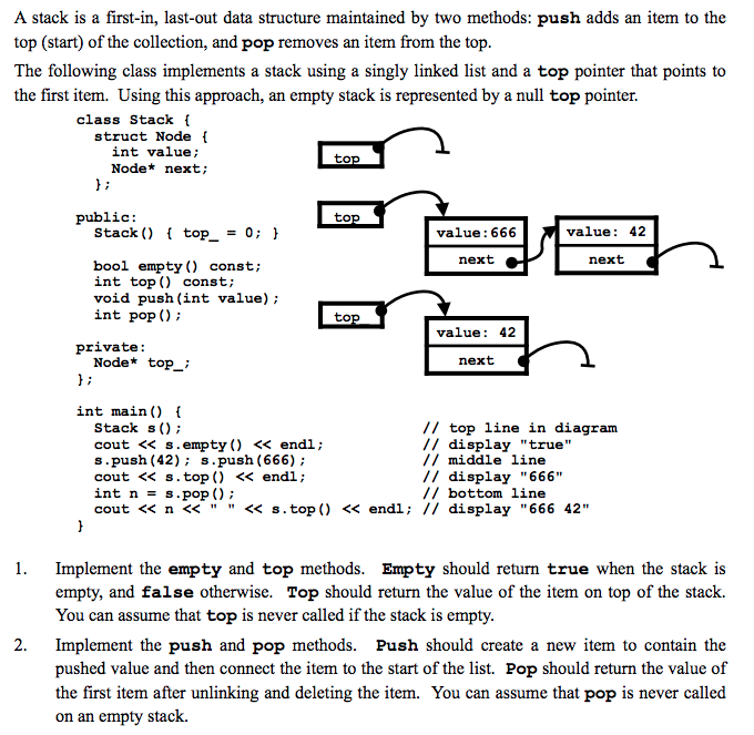 Solved A stack is a first-in, last-out data structure | Chegg.com