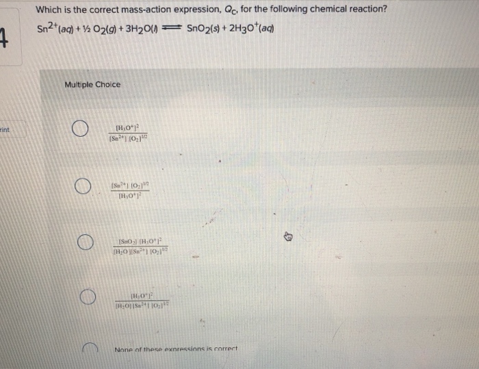 Solved Which is the correct mass-action expression, Qc, for | Chegg.com