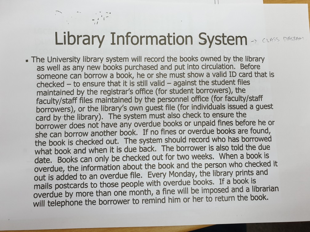 Library Information System CLASS DIAGRAM. . The | Chegg.com
