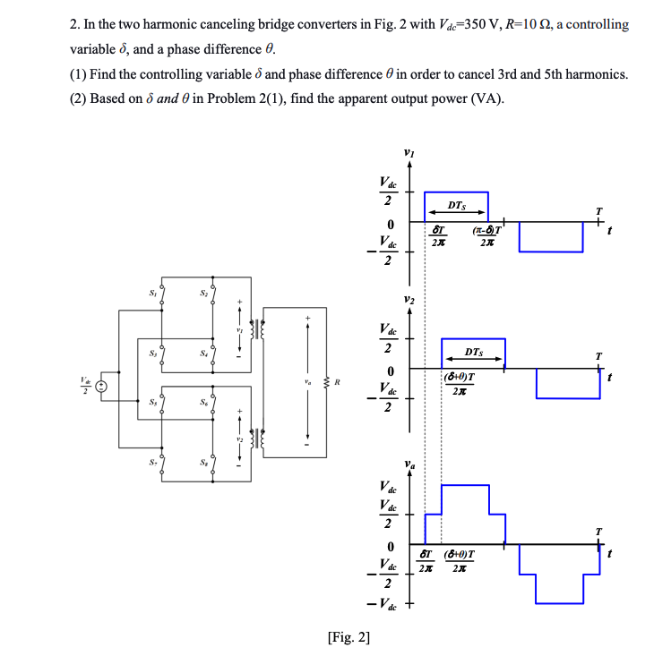 Solved 2. In the two harmonic canceling bridge converters in | Chegg.com