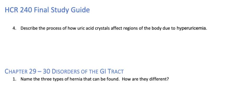 Solved HCR 240 Final Study Guide 4. Describe the process of | Chegg.com