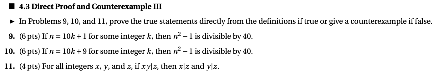 Solved 4.3 Direct Proof and Counterexample III In Problems | Chegg.com