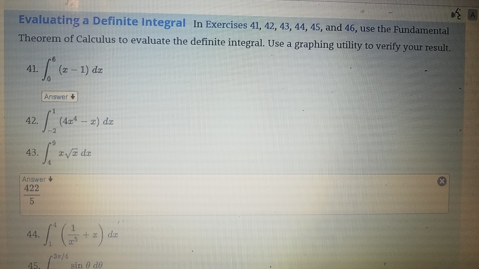 Solved Evaluating a Definite Integral In Exercises 41, 42, | Chegg.com