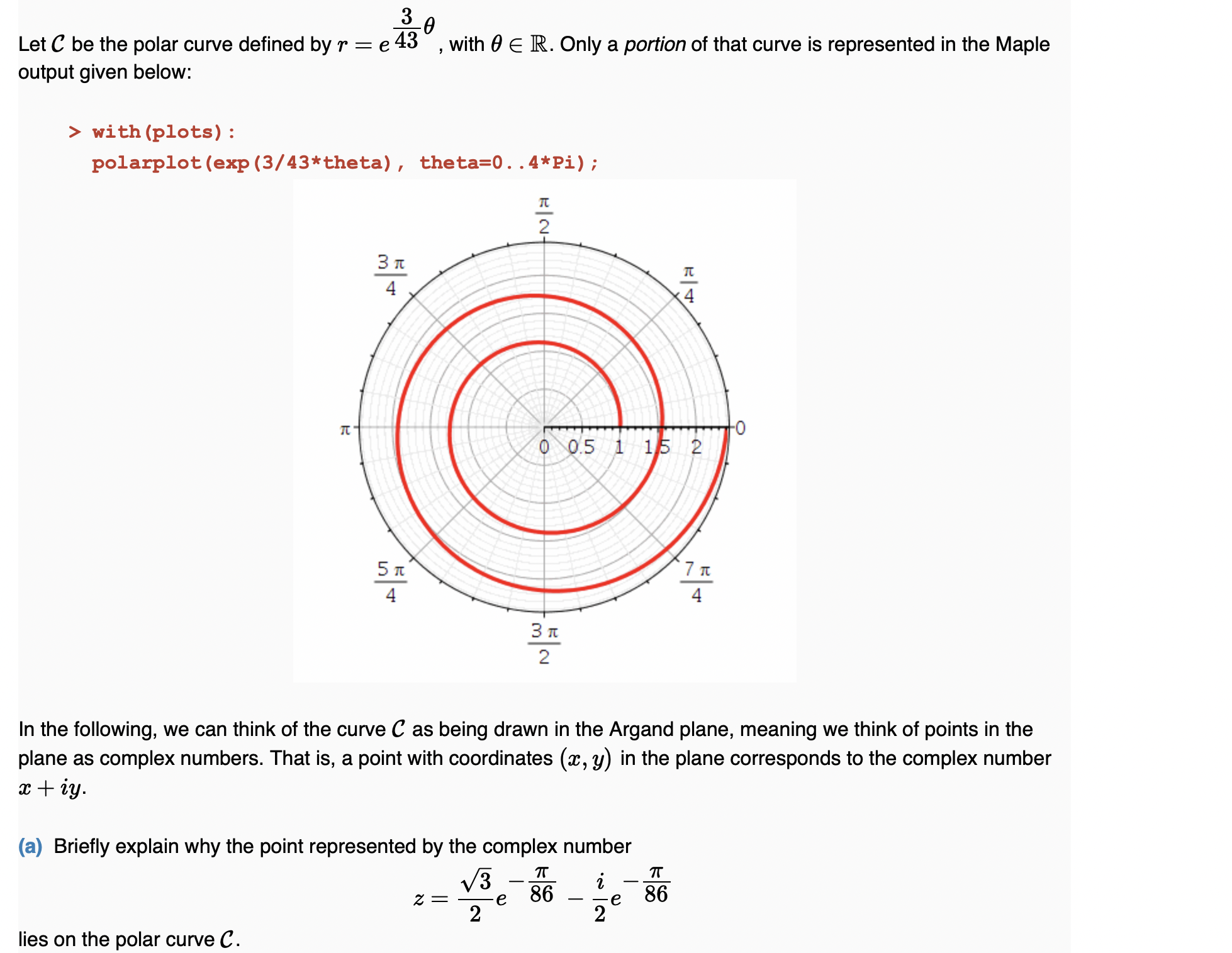 Solved Let \\( \\mathcal{C} \\) be the polar curve defined | Chegg.com