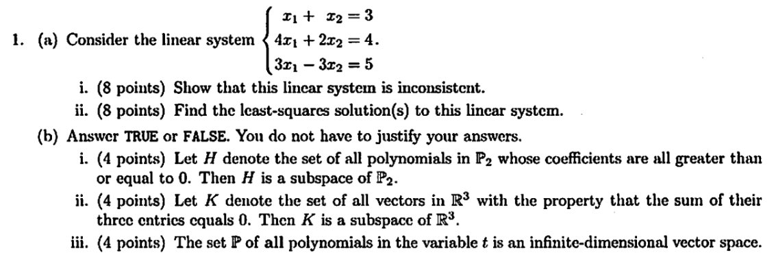 Solved (a) Consider the linear system | Chegg.com
