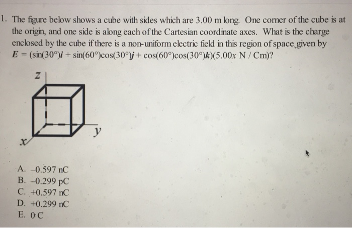 Solved The Figure Below Shows A Cube With Sides Which Are