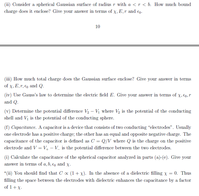 (ii) Consider a spherical Gaussian surface of radius | Chegg.com