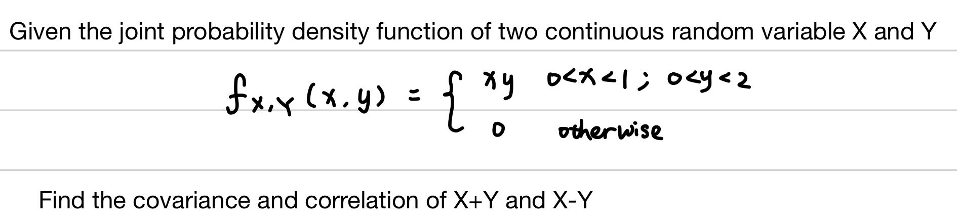 Solved Given the joint probability density function of two | Chegg.com