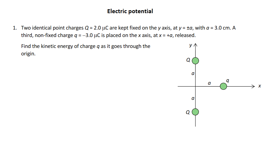 Solved Electric potentialTwo identical point charges Q=2.0μC | Chegg.com