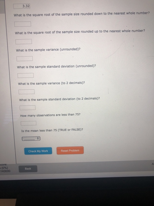 Solved 3.32 What is the square root of the sample size | Chegg.com