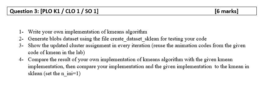 Solved 1 Write Your Own Implementation Of Kmeans Algorithm