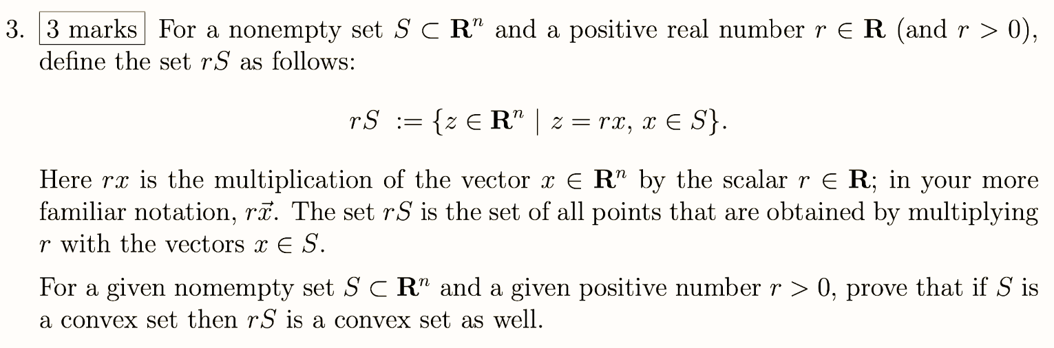 Solved 3. 3 marks For a nonempty set S CR” and a positive | Chegg.com