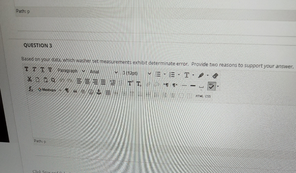 Path: P QUESTION 3 Based on your data, which washer | Chegg.com