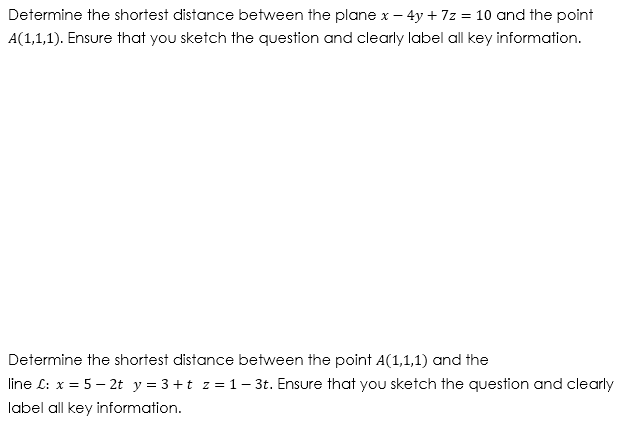 Solved Determine the shortest distance between the plane x - | Chegg.com