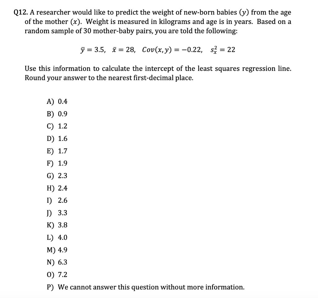 Solved 212. A researcher would like to predict the weight of | Chegg.com