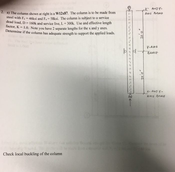 Solved a) The column shown at right is a W12x87. The column | Chegg.com
