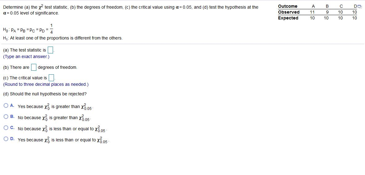 Solved A B Determine (a) the x2 test statistic, (b) the | Chegg.com