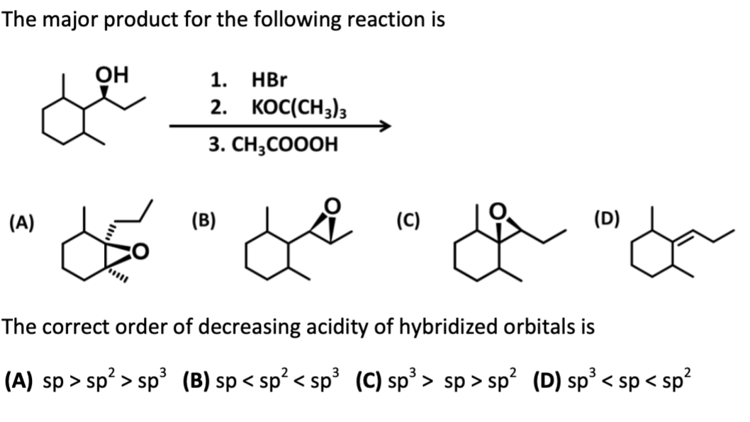 Solved The major product for the following reaction is 1. | Chegg.com