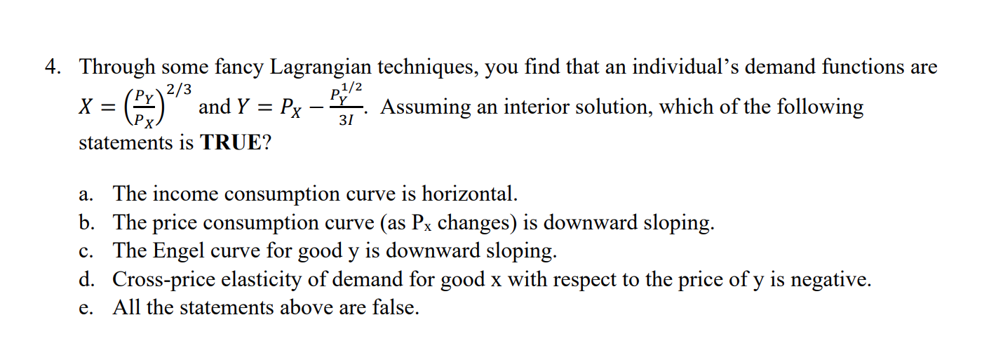 Solved Through some fancy Lagrangian techniques, you find | Chegg.com